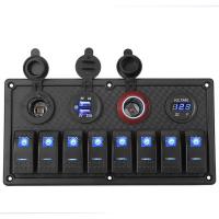 China 8 Group Marine Waterproof LED Rocker Switch Panel With Circuit Breaker Mounting for sale