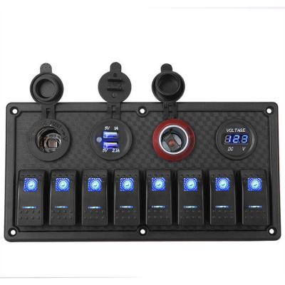 China 8 Group Marine Waterproof LED Rocker Switch Panel With Circuit Breaker Mounting for sale