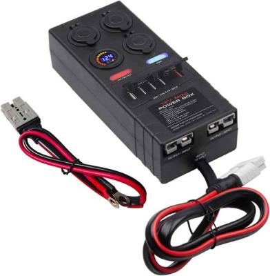 China Mini 50A 12VDC Outdoor RV Power Distribution Box 6 USB 3 Cig Sockets for sale