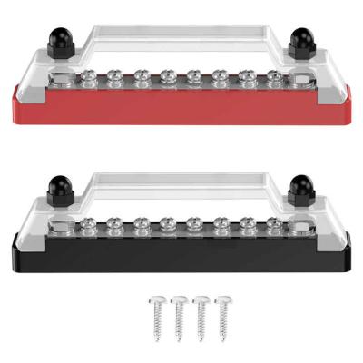 China 12V 100A Mini Power Distribution Terminal Bus Bar Max DC-150A 48V Cover 2M6+8M4 Posts for sale