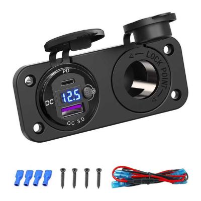 China 2 Ports PD QC3.0 Dual USB Car Charger With Waterproof Switch Long Lasting for sale