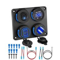 China 4 Panel 36W QC3.0 Dual USB Car Charger 12-24V Voltage Switch ABS / PC for sale