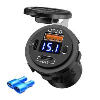 China Dual PD QC3.0 12V/24V Triple USB Car Charger Fast Phone Receptacle for sale