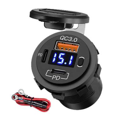 China Dual PD+QC3.0 12V/24V Triple Port Car Charger Fast Car USB Charger For Phone for sale