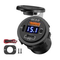 China Dual PD QC3.0 12V/24V Triple USB Car Charger Golf Fast Charging PC Socket Phone for sale