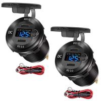 China Aluminium Alloy Dual PD Car Charger With Voltmeter Switch Convenient Design for sale