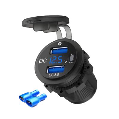 China Intelligent QC3.0 18W 12-24V Dual USB Vehicle Charger for bus car truck Easy Operation for sale