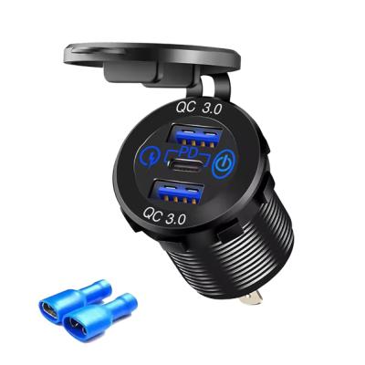 China 72W 12 Volt 2 Pin Waterproof Plug And Socket USB Car Charger Adapter for sale