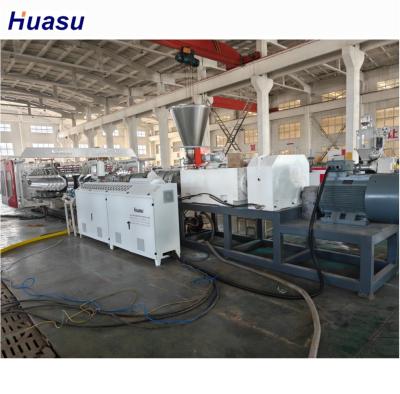 China Plastic PE PP PVC Pipe Extrusion Line With Conical Twin Screw Extruder And Recycled Water Temperature Control for sale