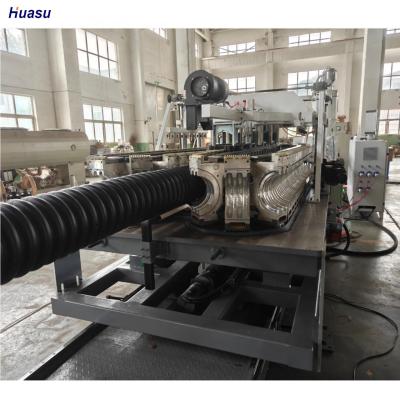 China Double Wall Corrugated Pipe Extrusion Line with Omron Temperature Control and Planetary Cutting for PE PP PVC Pipes for sale