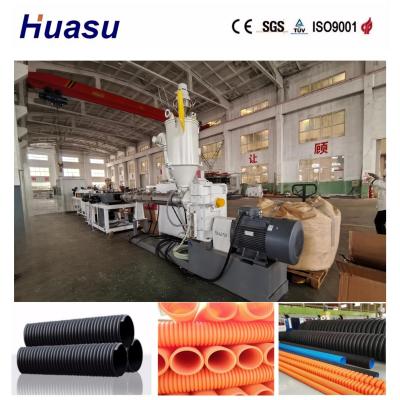 China High Automation HDPE Corrugated Pipe Plant with 32mm-1600mm Pipe Diameter Range and Nitriding Treatment Screw for Cable Protection for sale