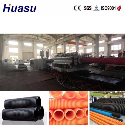 China PLC Controlled Double Wall Corrugated Pipe Extrusion Line with 100-1000 Kg/h Capacity and 32mm-1600mm Pipe Diameter for sale