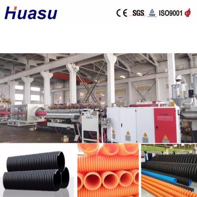 China Double Wall Corrugated Pipe Extrusion Line with Aluminium Alloy Mould PLC Control and 32mm-1600mm Pipe Diameter for sale