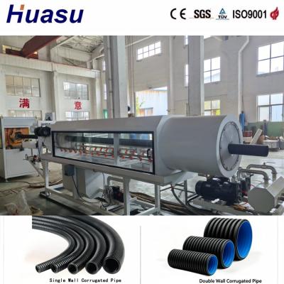 China Three Layer Cable Protection Pipe Extrusion Line with Automatic Chip-free Cutting Machine used in Road Tunnel Drainage Projects for sale