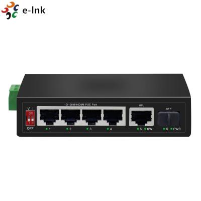 China Industrial 250m PoE Switch 4 Port 10 100 1000BASE-T PoE To 1 Port 1000BASE-X SFP for sale