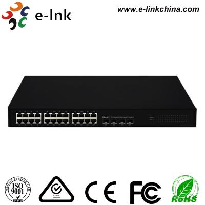 China 24 Port L3 Management Fiber Ethernet Switch , Ethernet Managed Network Switch for sale