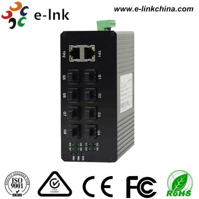 China Unmanaged Optical Industrial Ethernet Switches 8 port 1000Base-FX SFP + 2 port 10/100/1000Base-TX for sale