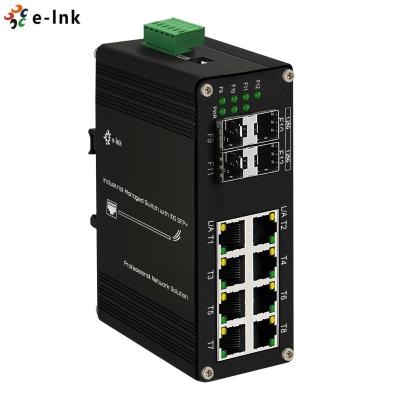 China Industrial Managed Ethernet Switch 8 Port 10/100/1000T RJ45 With 4 Port 1000X SFP Uplink for sale