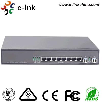 China 8 Port Gigabit PoE + 2 port SFP Managed Gigabit Ethernet Switch 0-120km distance for sale