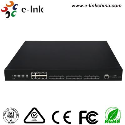 China Managed Gigabit Ethernet Switch 12 10G SFP + Fiber Ports  + 8 10 / 100 / 1000M Copper RJ45 Ports for sale
