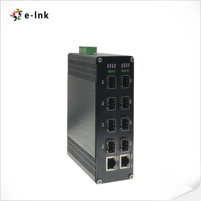 China Industrial 2-port 10/100/1000Base-T + 8-port 1000BASE-X SFP Optical Switch for sale