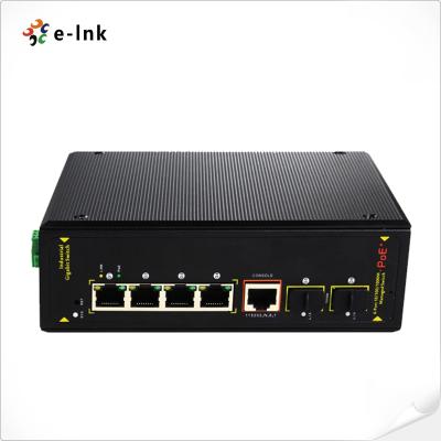 China Industrial 4-Port UPoE (60W) + 2 SFP Gigabit Switch with Redundant Power for sale