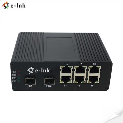 China Industrial 8-Port Fast Ethernet Switch with 2 Fiber Uplinks Wide Temp Range for sale