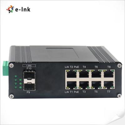 China Industrial 8-port 10/100/1000Base-T 802.3at PoE + 2-port 1000Base-X SFP Hardened Managed Ethernet Switch for sale
