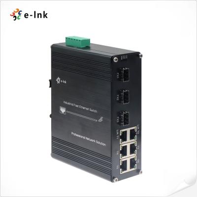 China Industrial 6 TP Ports and 3 Fiber Ports DIN-Rail Mounting SFP, SC, FC, ST Optional Ethernet Switch for sale