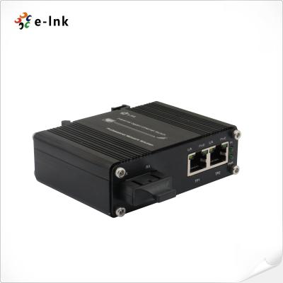 China Mini Industrial 100FX to 2x10/100 PoE++ Media Converter 90W -40~75°C for sale