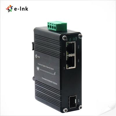 China Mini Industrial SFP to 2xGigabit Ethernet Media Converter -40~75°C for sale