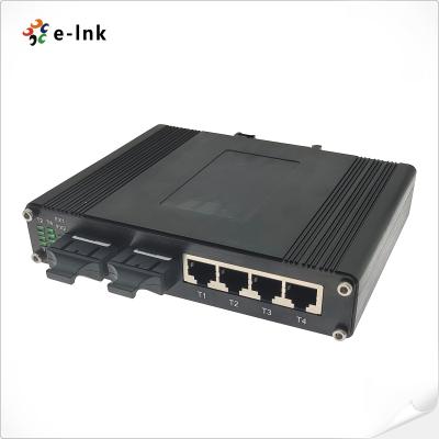 China Industrial 4-Port Gigabit PoE+ Switch + 2 SFP Fiber -40~80°C DIN-Rail for sale