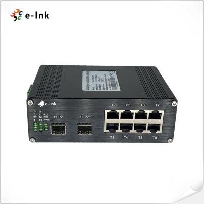 China Industrial 8-Port Gigabit PoE++ Switch with 2 Fiber Uplinks 360W Budget for sale