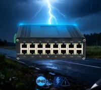 China Industrial 16-Port 40Gbps Gigabit Ethernet Switch with VLAN Support DIN-Rail Mount Aluminum Alloy Housing for Harsh Environments for sale