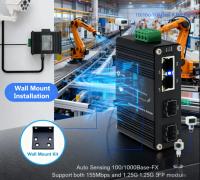 China Mini Industrial 2-Port Gigabit Copper + 2-Port Fiber Ethernet Switch -40~75°C for sale
