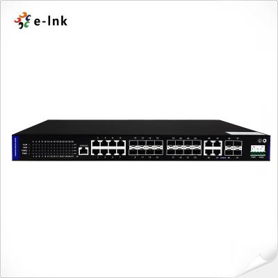 China IPv6 Protocol Industrial Gigabit Ethernet Switch 24x10/100/1000M Ethernet RJ45 Ports for sale