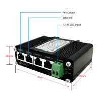 China 12~48VDC Power Input Industrial 2-Port Gigabit PoE+ Injector for sale