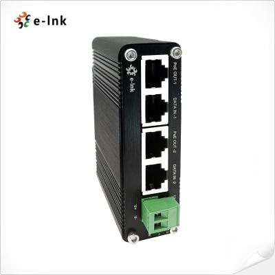 China 8KV ESD 70W Gigabit PoE Injector Cat5 UTP DIN Rail 12~48VDC 2 Port for sale