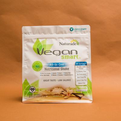 China Vmpet 120mm Side Gusset Flat Bottom Bags 130 Microns for Vegan Nutritional Shakes 1.55kg Capacity for sale