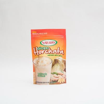 China 14OZ Printed Plastic Stand Up Pouch with Zipper - 112 Micron Thickness for Instant Rice Drink Packaging for sale