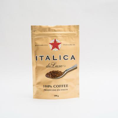 China 100g AL7 Coffee Packaging Bag with Zipper - 210x140+90mm Stand Up Pouch, 104μm Thickness for Ground Coffee Beans for sale