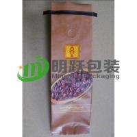 China Quad Seal 500g Coffee Bags with Air Valve & Tin Tie - PET12/AL7/PE100um Material 120μm Thickness for sale