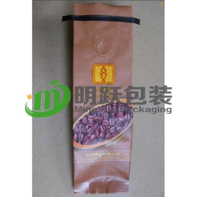 China Quad Seal 500g Coffee Bags with Air Valve & Tin Tie - PET12/AL7/PE100um Material 120μm Thickness for sale