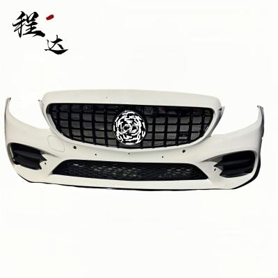 China Aftermarket GT R Style Grille Front Bumper Assembly for Mercedes C Class W205 C200 C260 C300 2015-2019 Black Silver Car Body Kit for sale