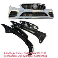 China 2015-2019 for Mercedes-Benz C-Class W205 Front Bumper C180 C200 C260 C300 Front Bumper Gloss Black AMG GT Center Grid Sensor for sale
