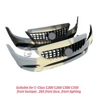 China 2015-2019 for Mercedes-Benz C-Class W205 Front Bumper C180 C200 C260 C300 Front Bumper Gloss Black AMG GT Center Grid Sensor for sale