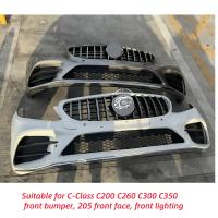 China 2015-2019 for Mercedes-Benz C-Class W205 Front Bumper C180 C200 C260 C300 Front Bumper Gloss Black AMG GT Center Grid Sensor for sale