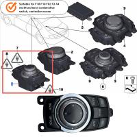 China For BMW 5 & 7 Series F02 F01 F10 F11 Knob Controller Mouse  Turn Signal Switch Multifunctional Ten Pins OEM Used Condition for sale