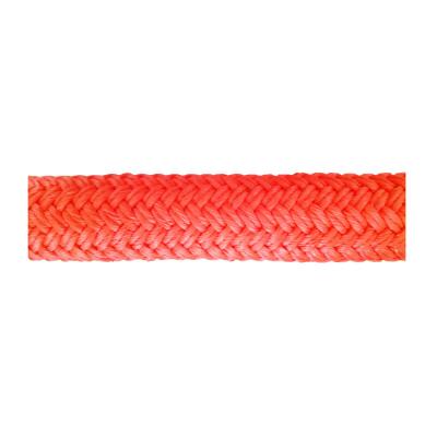 China Double Braided Polyester Mooring Line Rope Red Cover White Core Wearing Resistance for sale