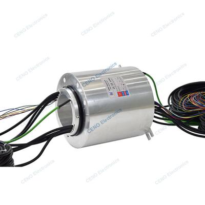 China Waterproof Slip Ring 125mm Through Hole 15 Circuits Ethernet Signal IP65 Rotating Connector for sale
